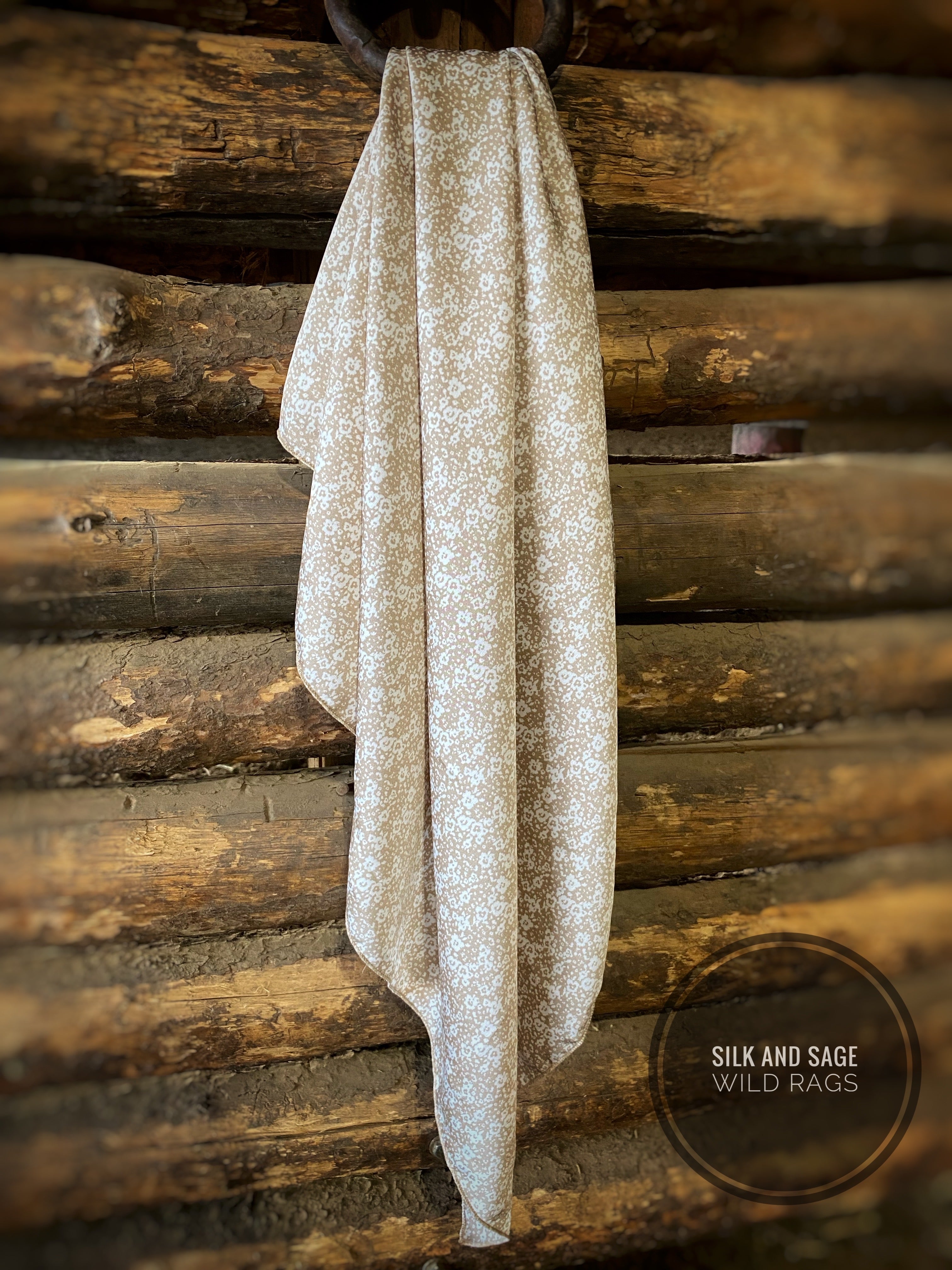 Simple but elegant natural cream and tan tone floral print on a silky ...