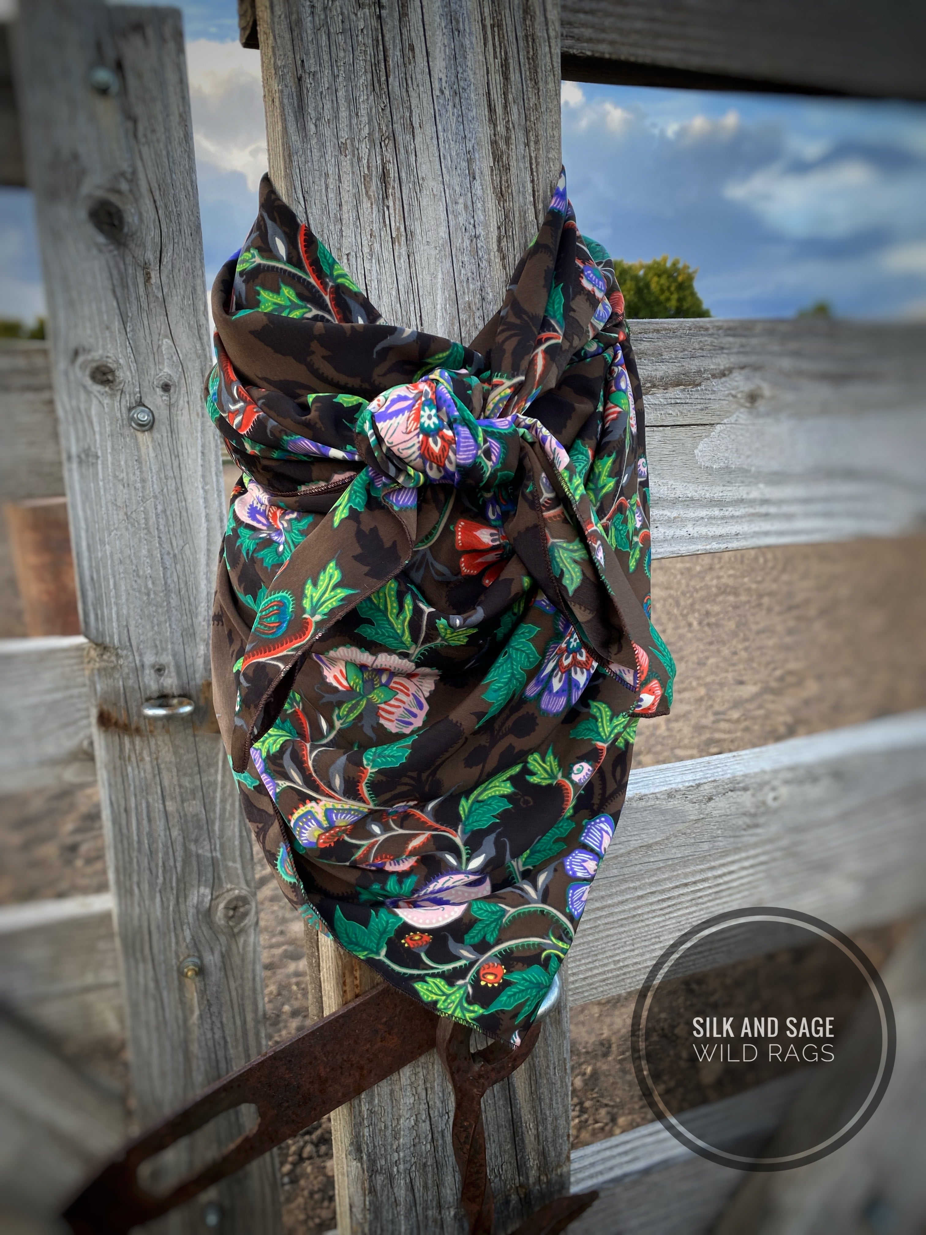 Vibrant colorful bown, teal, green, red, mustard, pink and purple flor ...