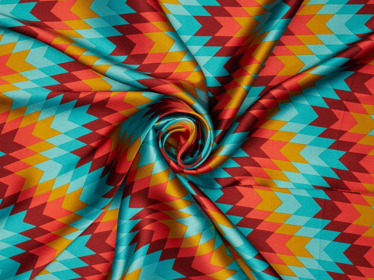 Bright, bold turquoise, mustard yellow, burgundy and orange Aztec, boh ...